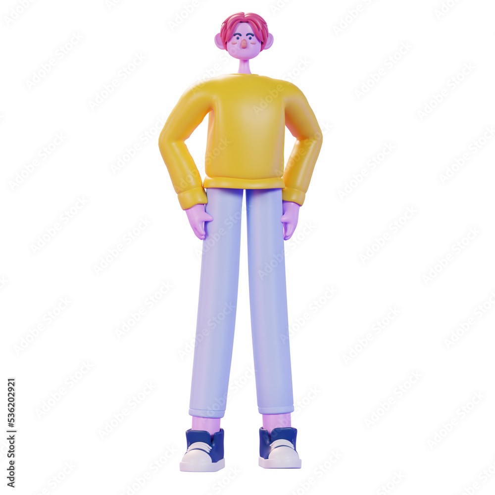 3d render standing cool pose character illustration Stock Illustration ...