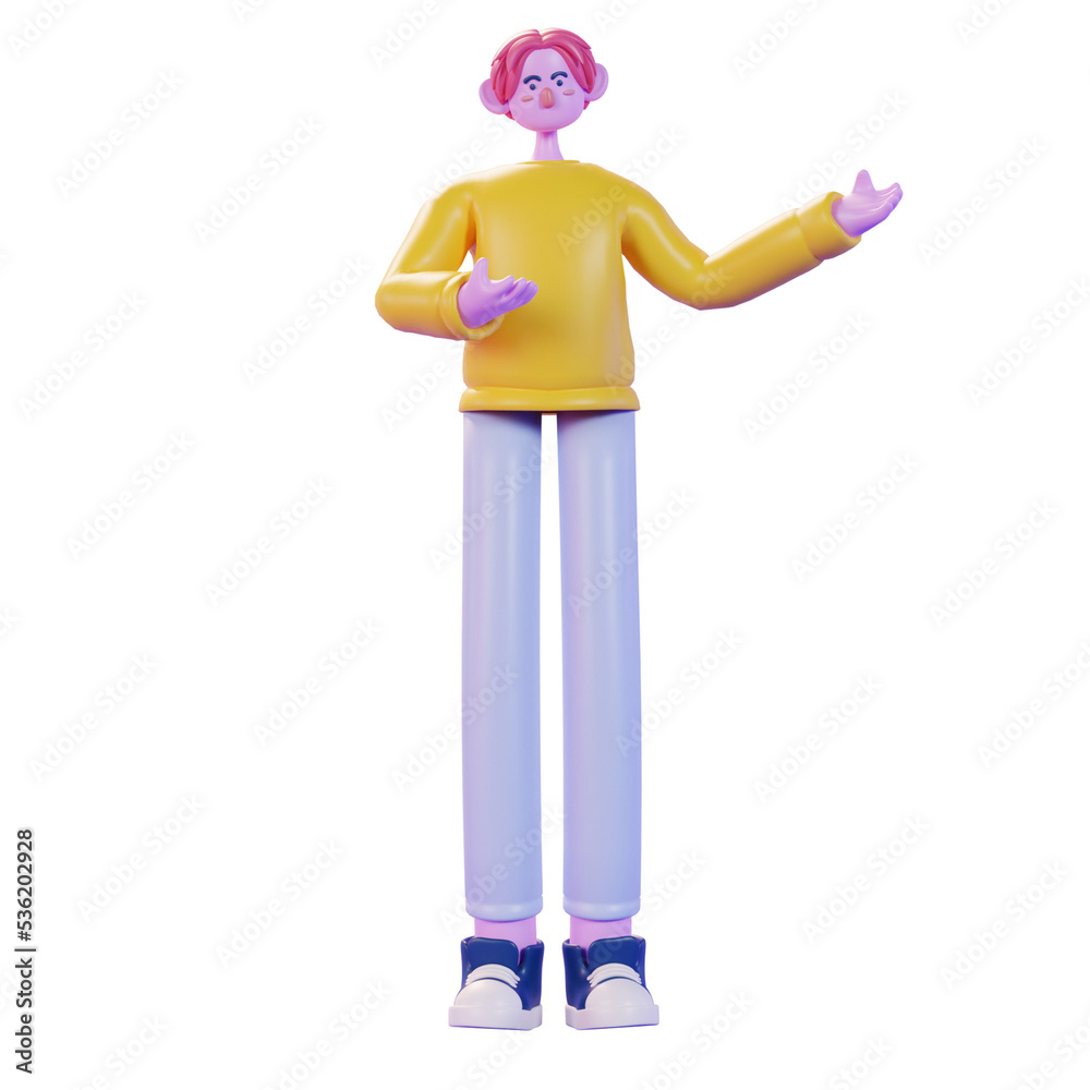 3d render presentation introducing pose character illustration Stock ...