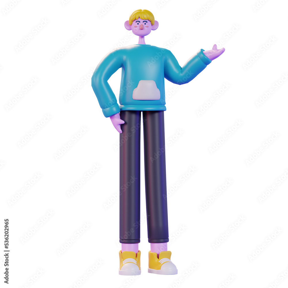 3d render presentation introducing pose character illustration Stock ...