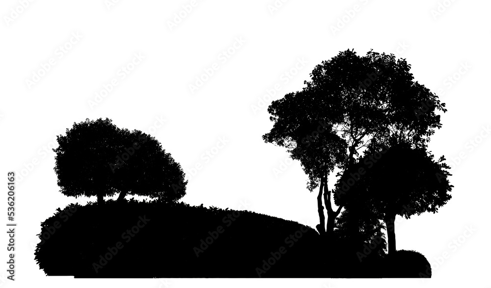 Silhouette tree brush design on transparent .background, illustrations ...