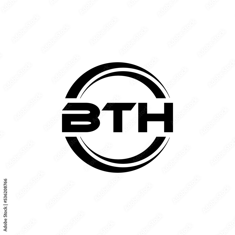 BTH letter logo design with white background in illustrator, vector ...