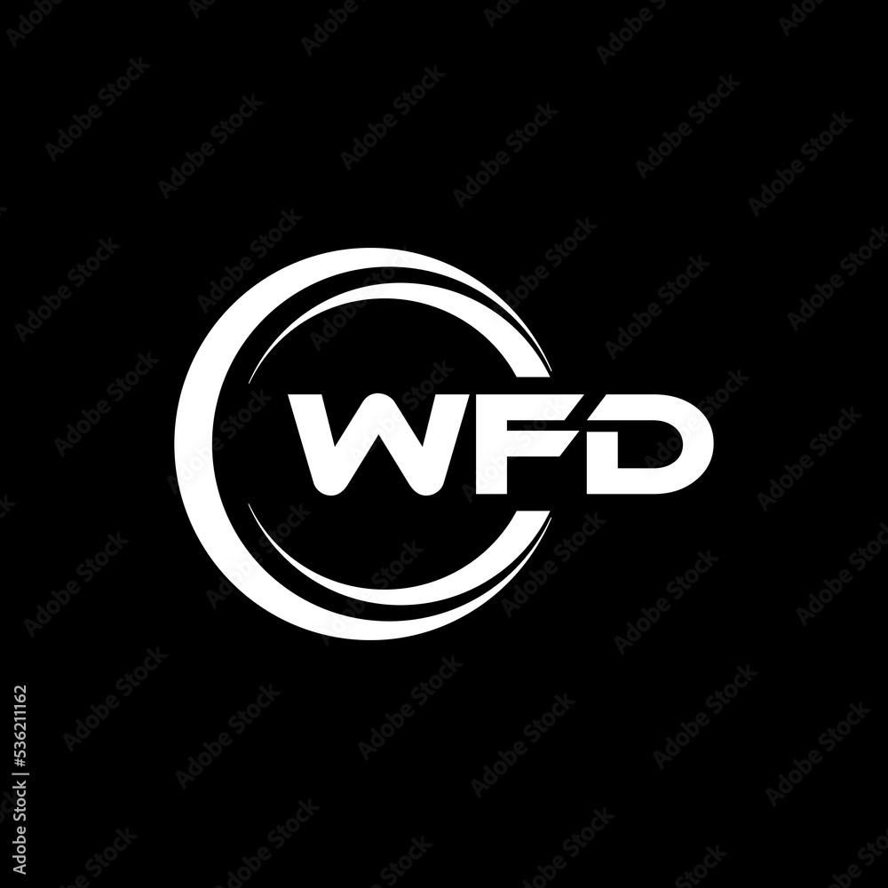 WFD letter logo design with black background in illustrator, cube logo ...