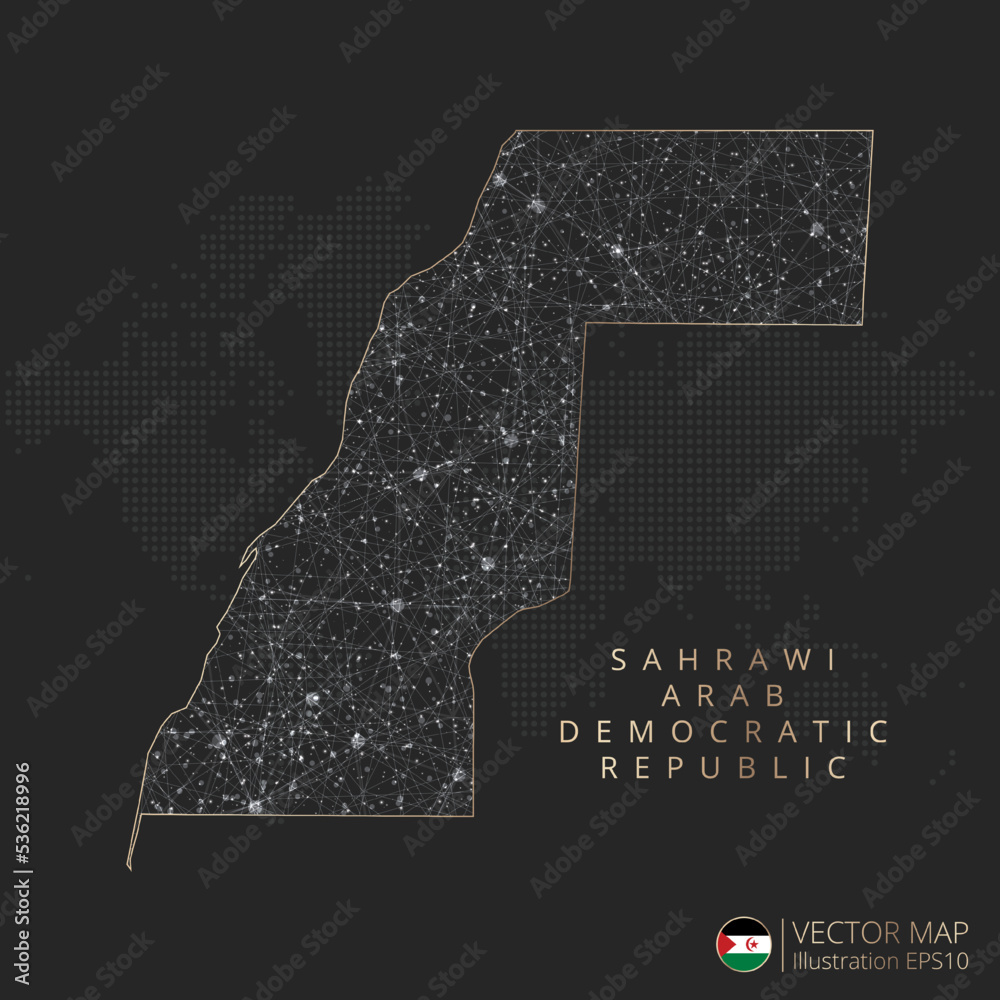 Sahrawi Arab Democratic Republic map abstract geometric mesh polygonal ...