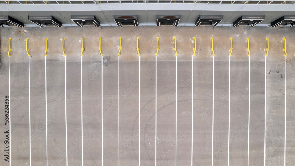 Aerial view of the territory of the distribution center. Warehouse ...