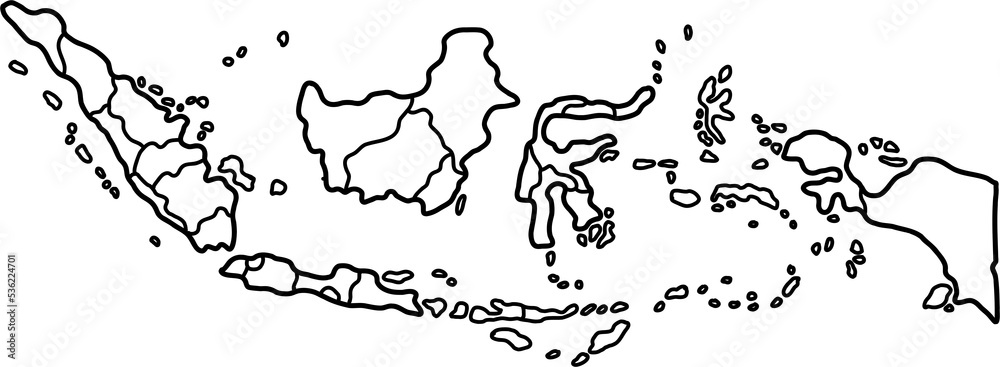 doodle freehand drawing of indonesia map. Stock Illustration | Adobe Stock