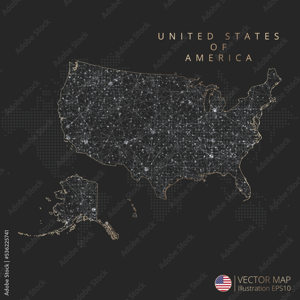 United States of America map abstract geometric mesh polygonal light ...
