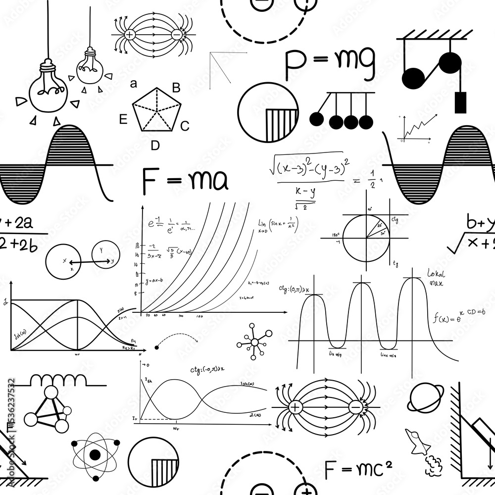 math formula and physics , math formula and physics vector, white ...