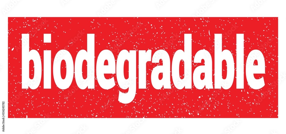 biodegradable text written on red stamp sign. Stock Illustration ...