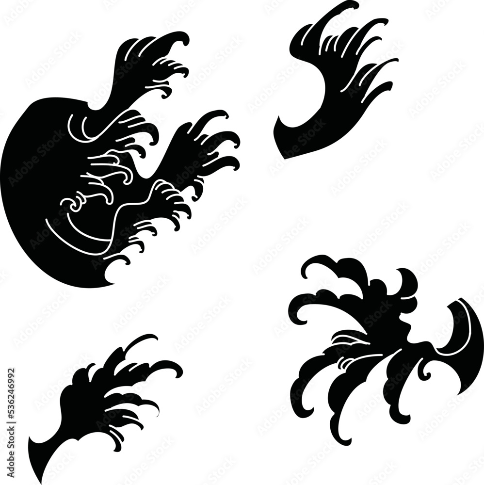 Japanese wave tattoo design isolate vector.Chinese cloud vector for ...