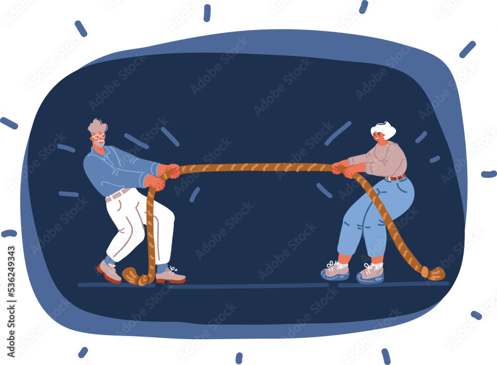 Cartoon vector illustration of pull rope icon, challenge for ...