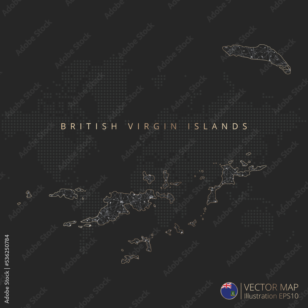 British Virgin Islands map abstract geometric mesh polygonal light ...