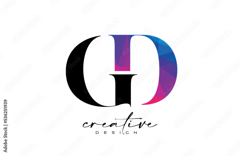GD Letter Design with Creative Cut and Colorful Rainbow Texture Stock ...