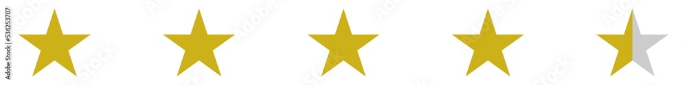 Five (5) Star Sign. Star Rating Icon Symbol for Pictogram, Apps ...