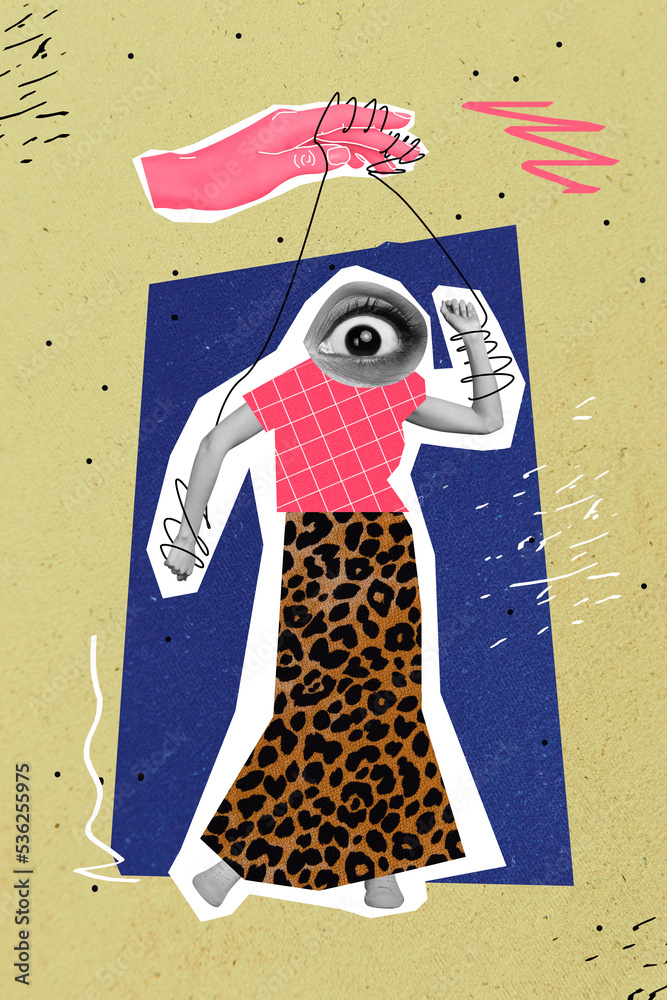 Creative photo 3d collage poster postcard artwork of weird person eye ...