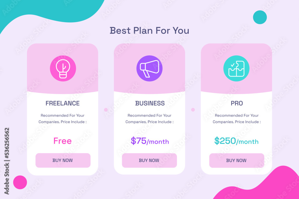 Infographic of the pricing table with icon Stock Vector | Adobe Stock