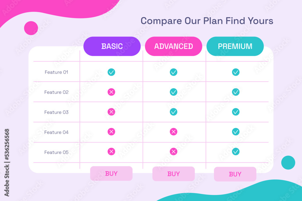 Infographic of the pricing table with icon Stock Vector | Adobe Stock