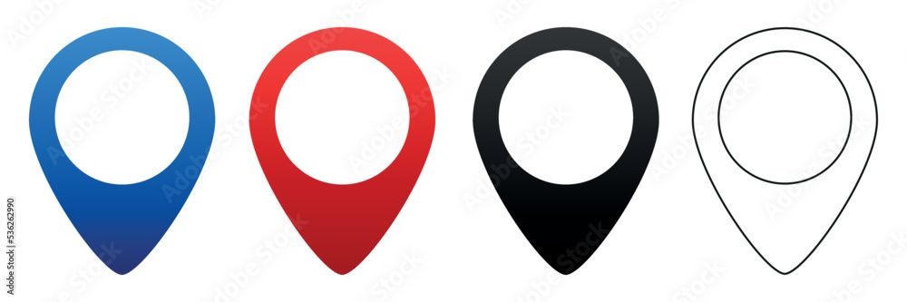 Map pointer icons, Vector illustration, Location icons, GPS location, Map marker icons, Map Pins ...