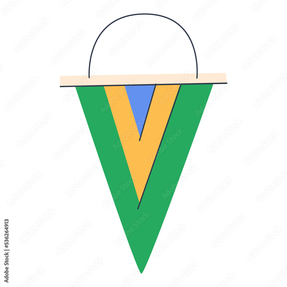 Burgee. Green, yellow and blue colors, symbols of the country. Pennant ...