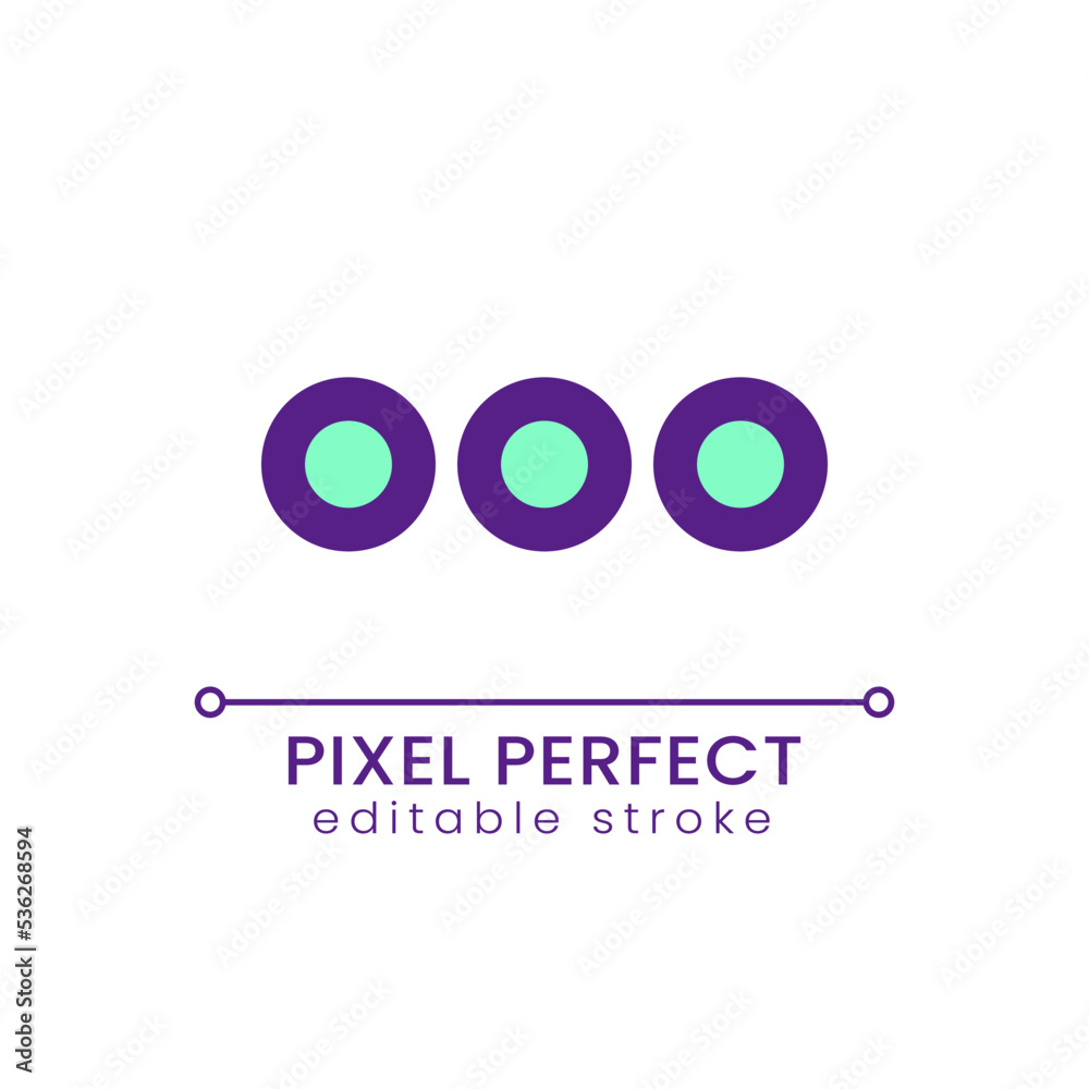 More options button pixel perfect RGB color ui icon. Website circle elements. Simple filled line ...