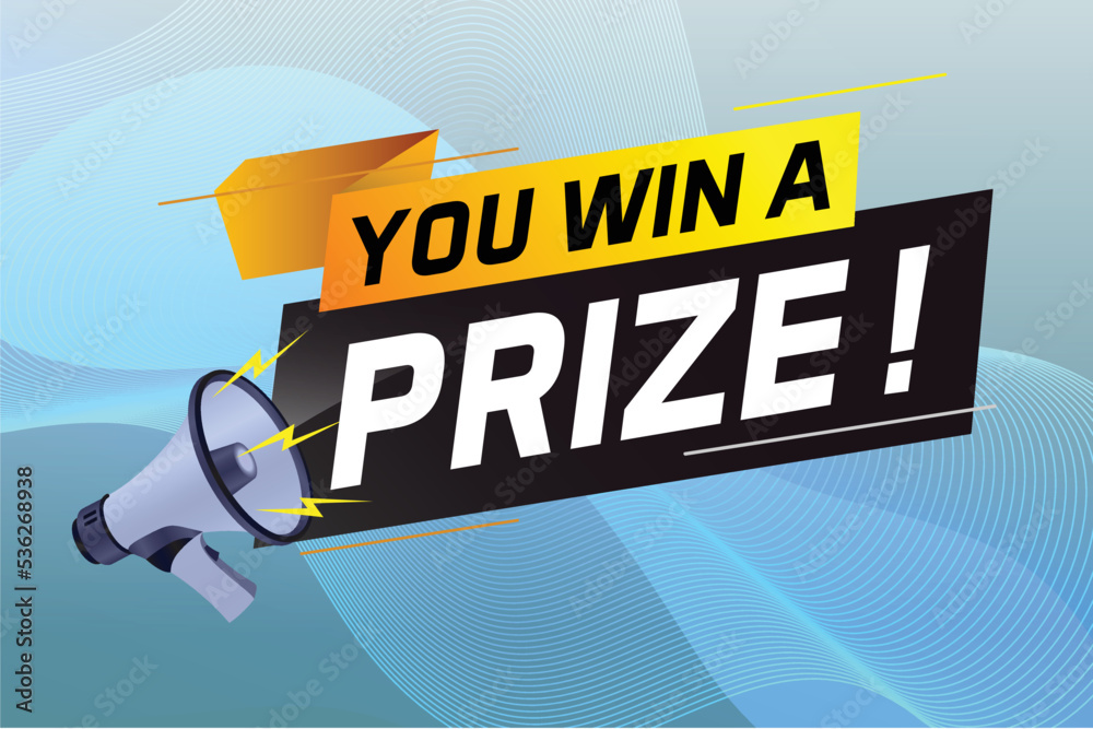 you win prize word concept vector illustration with megaphone and 3d ...