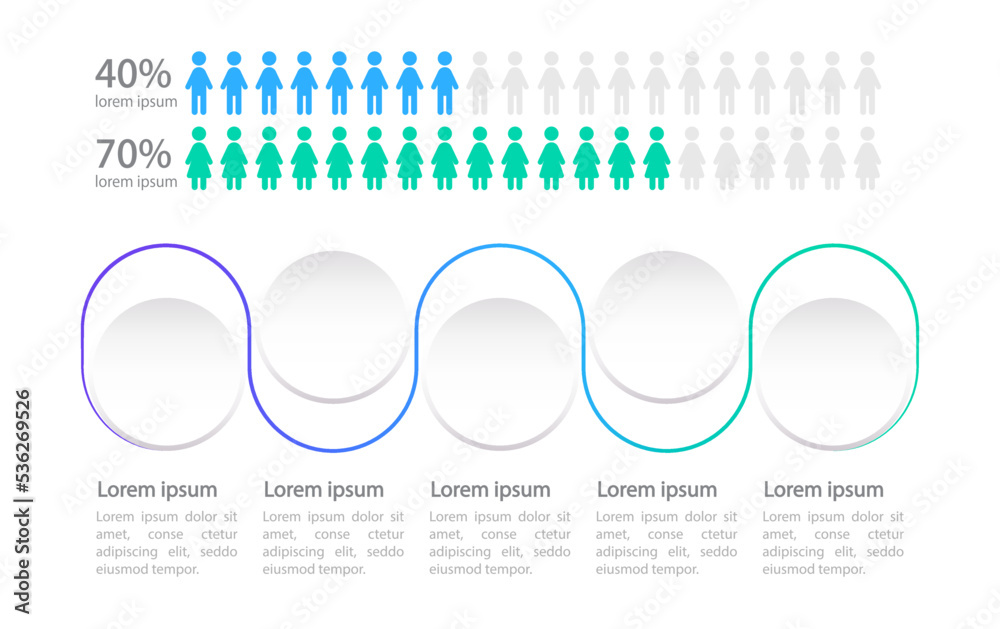 Gender differences percentages infographic chart design template set ...