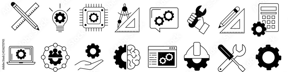 Engineering icon vector set. construction illustration sign collection ...