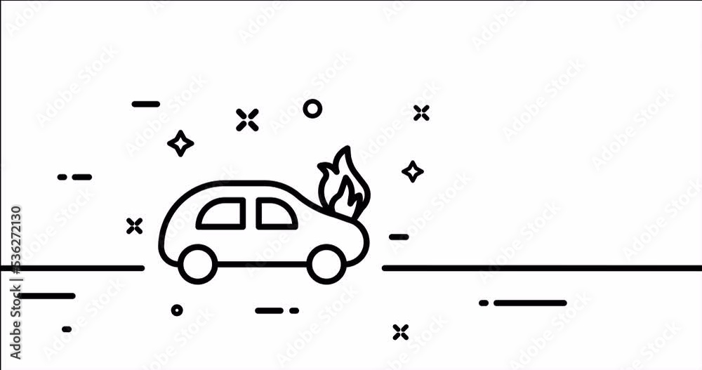 Dent on the car. Car accident, drive, unable to control, warning sign ...