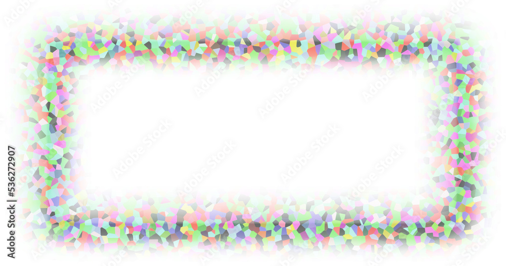 Translucent crystallized frame of rainbow colors mix on a transparent ...