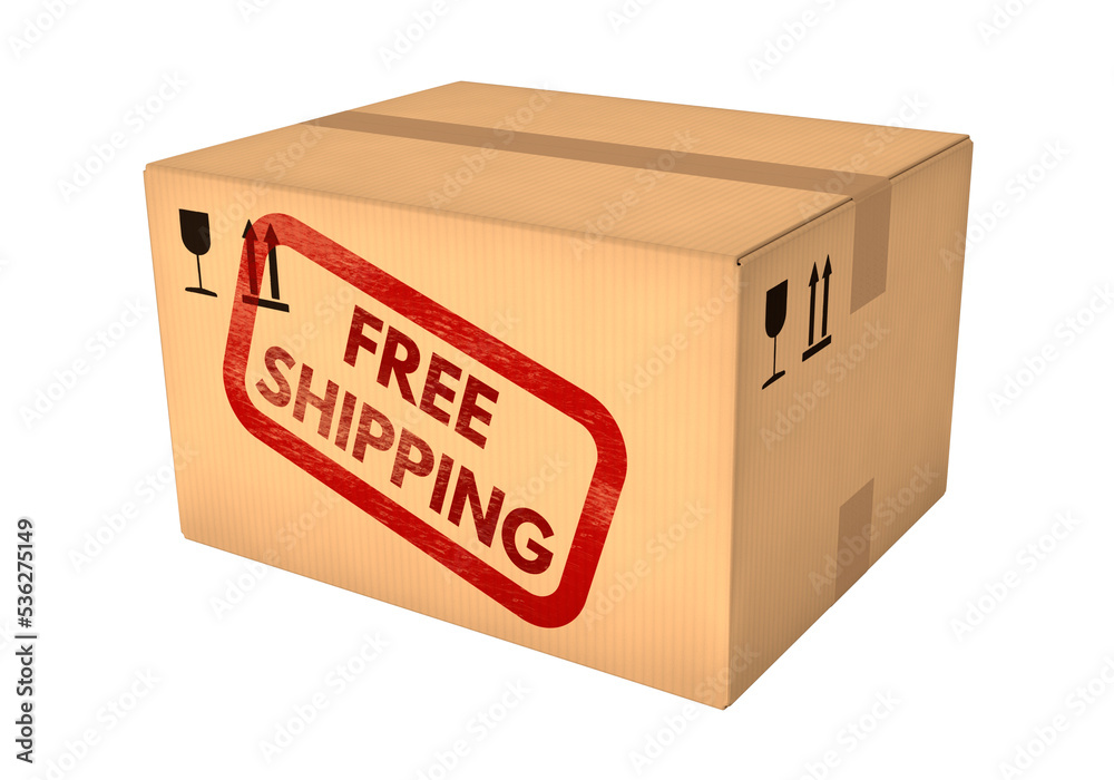 Free shipping. Closed cardboard on transparent background. Retail ...