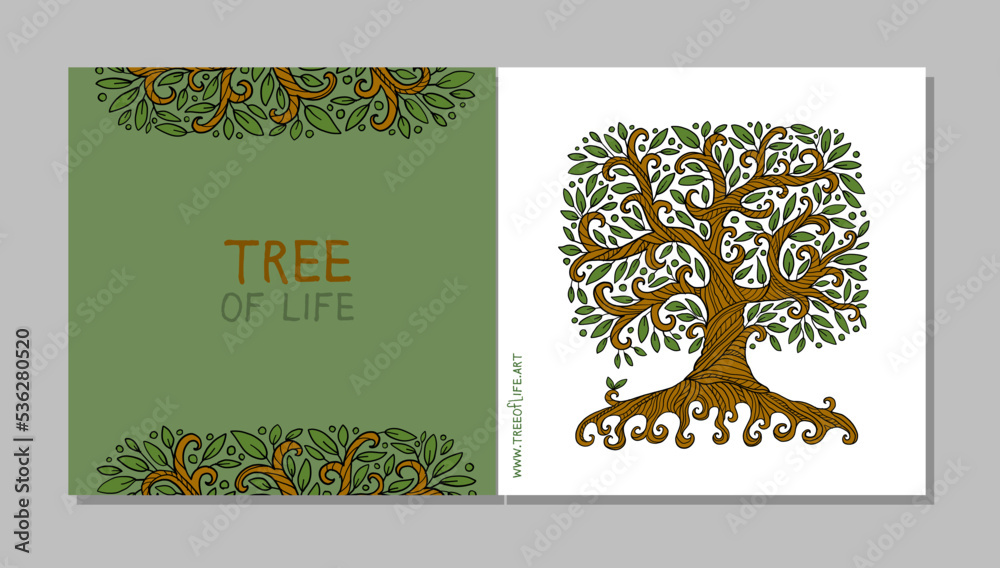 Vintage tree of life with roots, concept art for your business. Cards ...