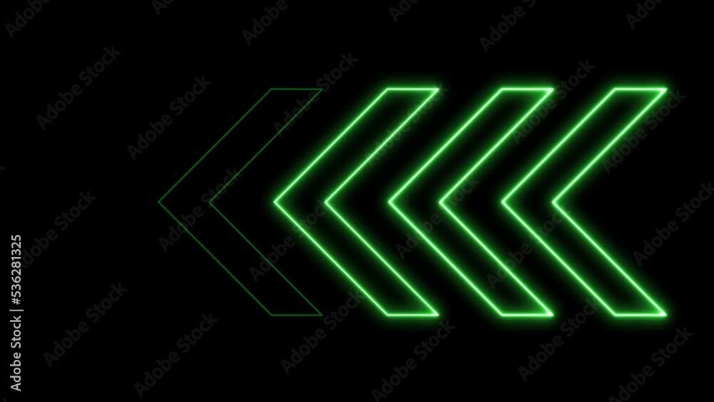 Green arrows animation across the screen. Looped Neon Lines abstract VJ ...