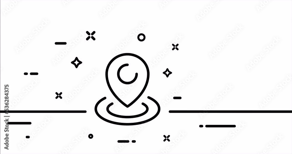 Pointer. Button location, geolocation, route, map, distance, range ...