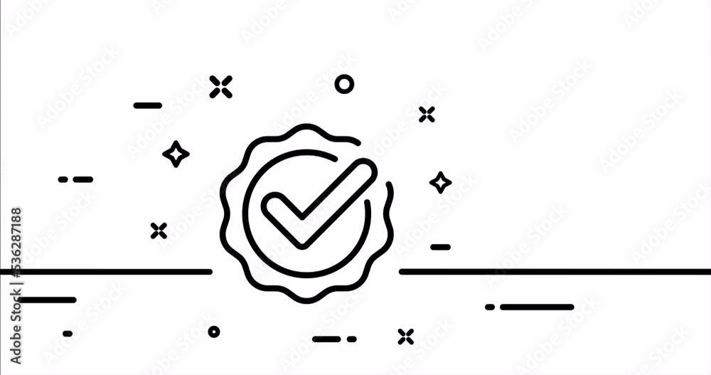 Winners badge with ribbon. Award, checkmark, tick, approved, good job ...