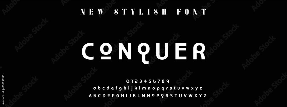 CONQUER Sports minimal tech font letter set. Luxury vector typeface for ...