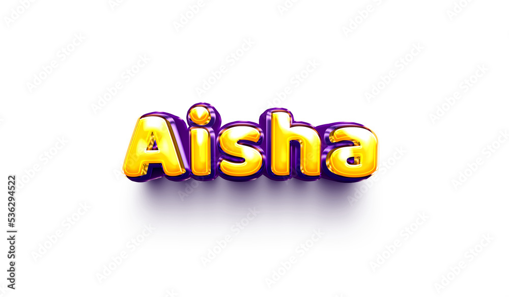Aisha names of girls English helium balloon shiny celebration sticker ...