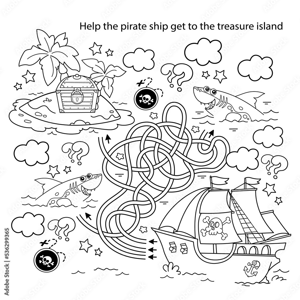 Maze or Labyrinth Game. Puzzle. Tangled road. Coloring Page Outline Of ...