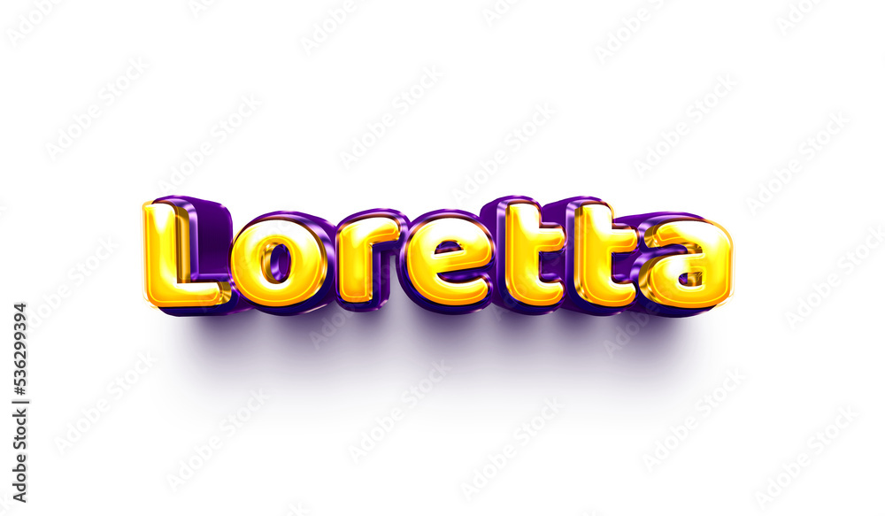names of girls English helium balloon shiny celebration sticker 3d inflated Loretta Stock ...