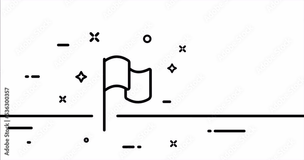 Flagspole. White flag waving, checkbox, pennant, bannerette, colors ...