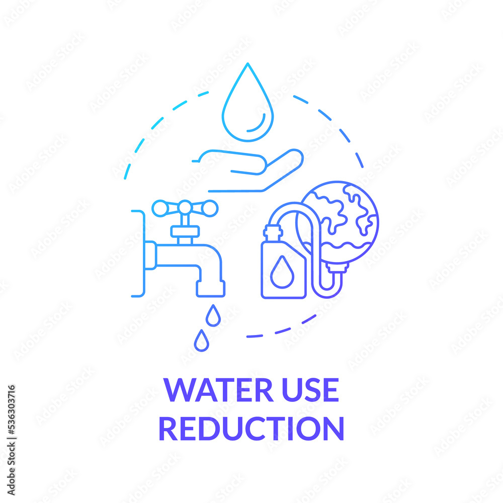 Water use reduction blue gradient concept icon. Climate changes ...