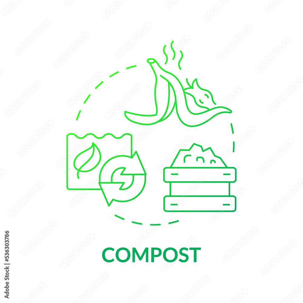 Compost green gradient concept icon. Organic Trash. Recycled garbage ...