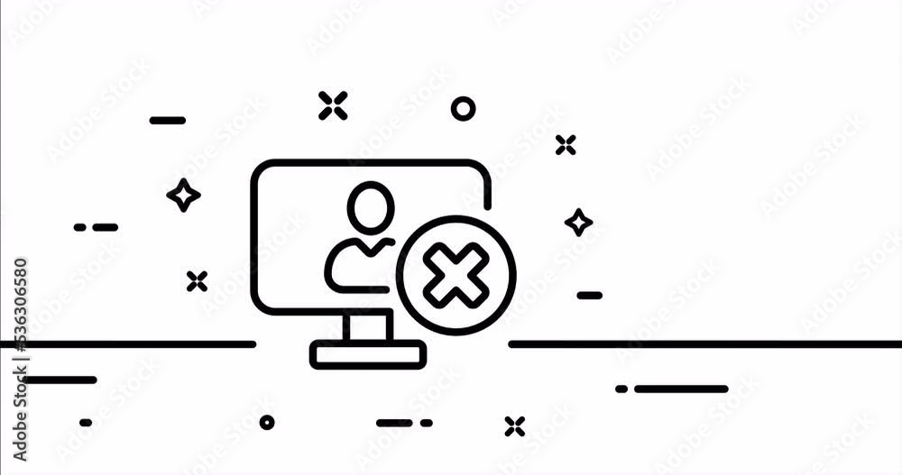 Online conference with cross. Man, rejection, candidate, reject job ...