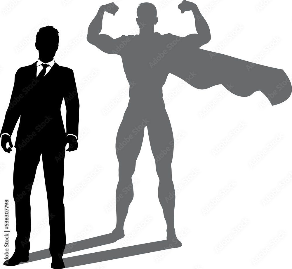 Superhero Business Man With Super Hero Shadow Stock Illustration ...