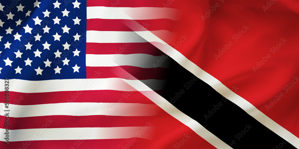 Trinidad and Tobago,USA flag together.Trinidad and Tobago,American ...
