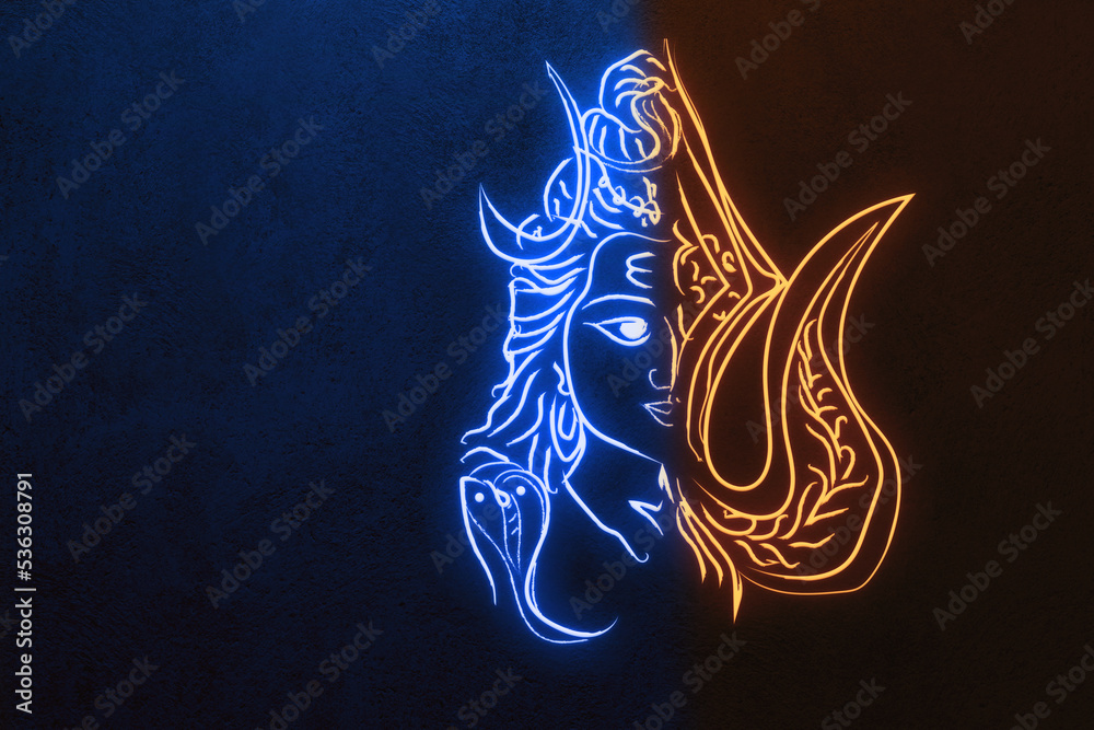 3D Lord shiva neon sign Stock Illustration | Adobe Stock