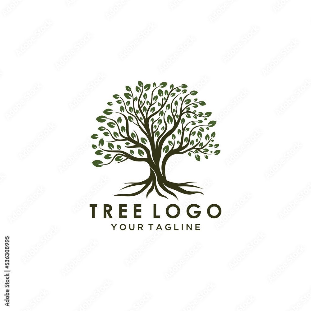 Abstract vibrant tree logo design, root vector - Tree of life logo ...