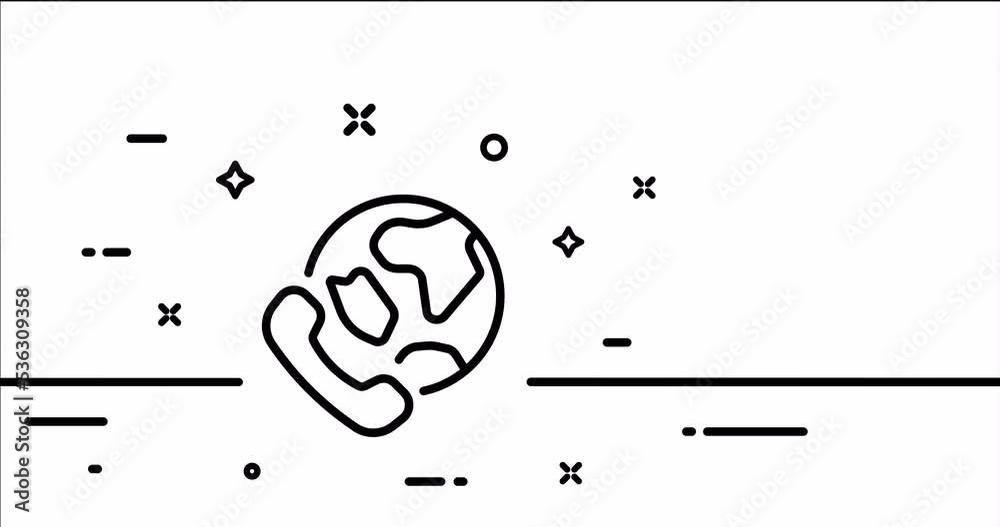 Phone with globe. Phone, handset, calls all over the planet ...