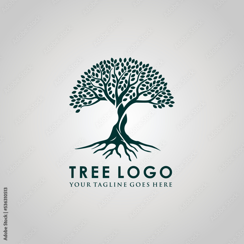 Abstract vibrant tree logo design, root vector - Tree of life logo ...
