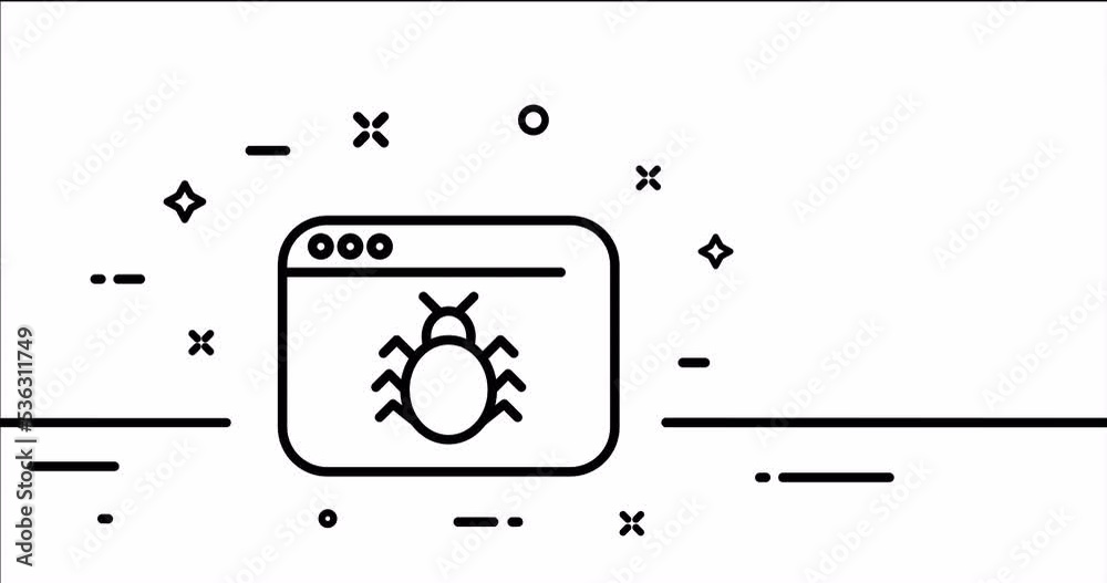 Dangerous website. Computer virus, malware, caution, bug, trojan ...