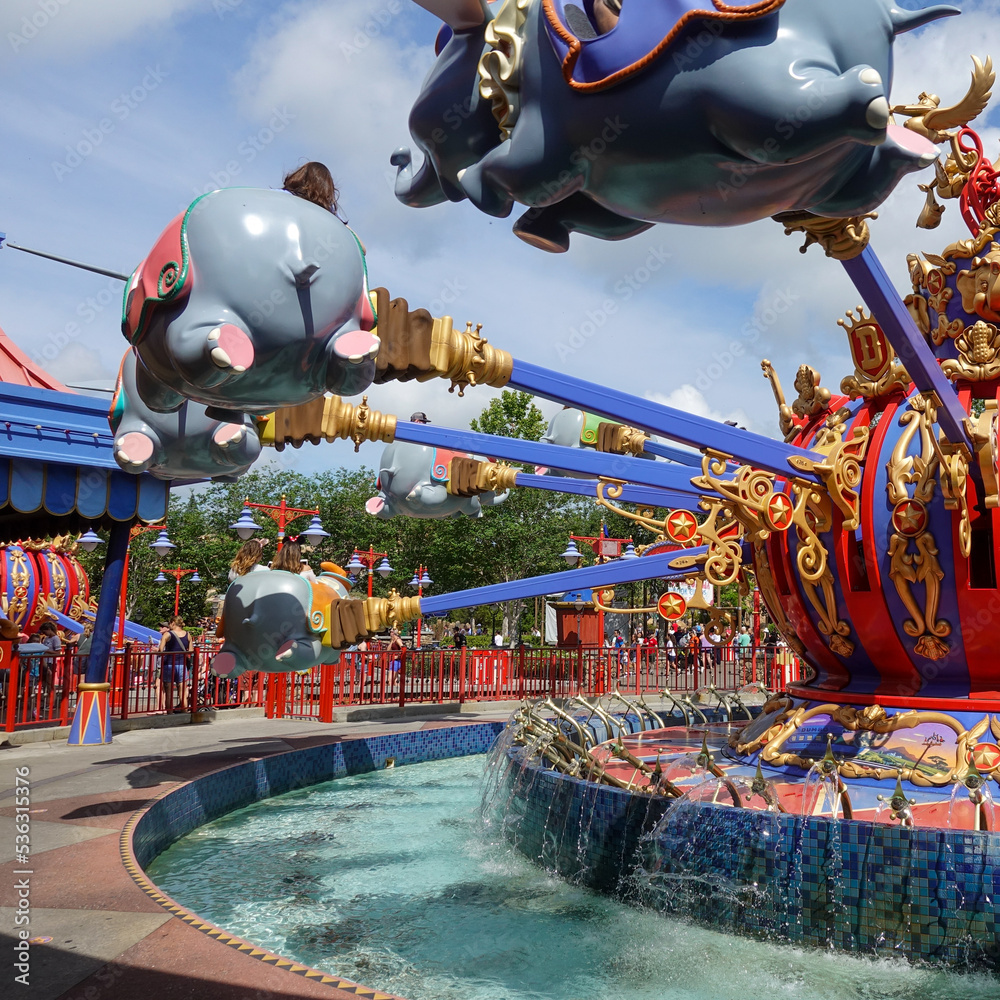 Dumbo the flying elephant ride at Magic Kingdom in Disney World Orlando, Florida. Stock Photo ...