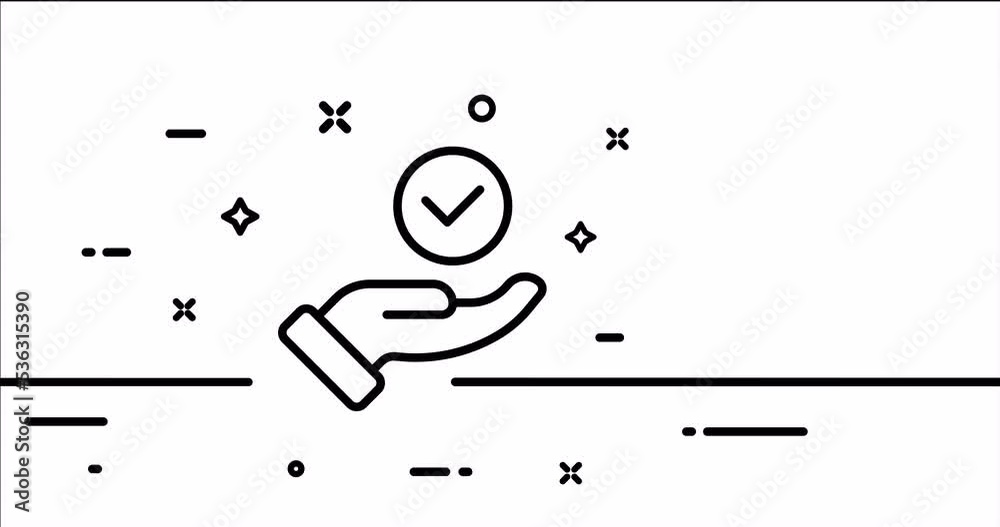 Tick in the hand. Checkmark, cross. Payment successful, success, done ...